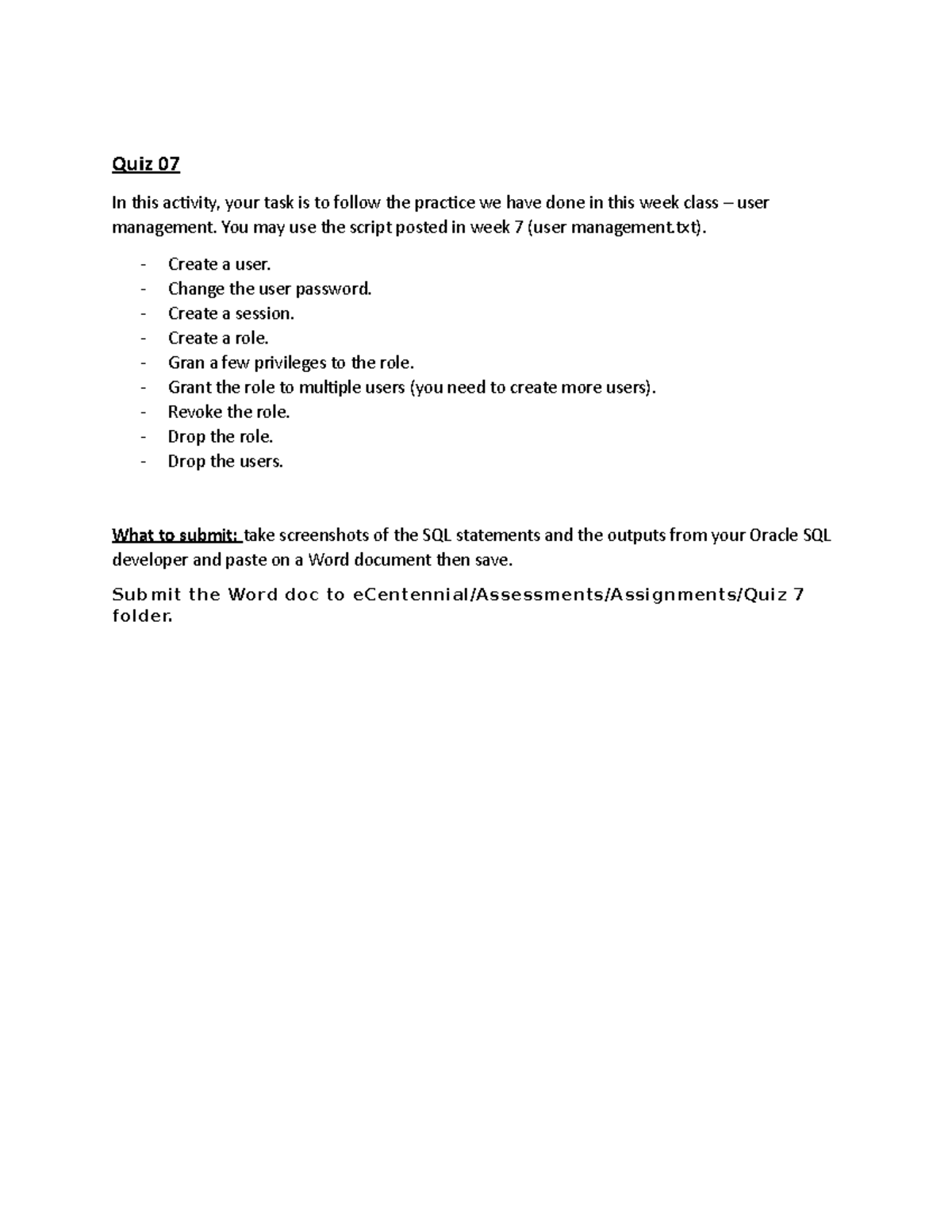 Introduction to Databases COMP122 Quiz 07-5 questions - Quiz 07 In this ...