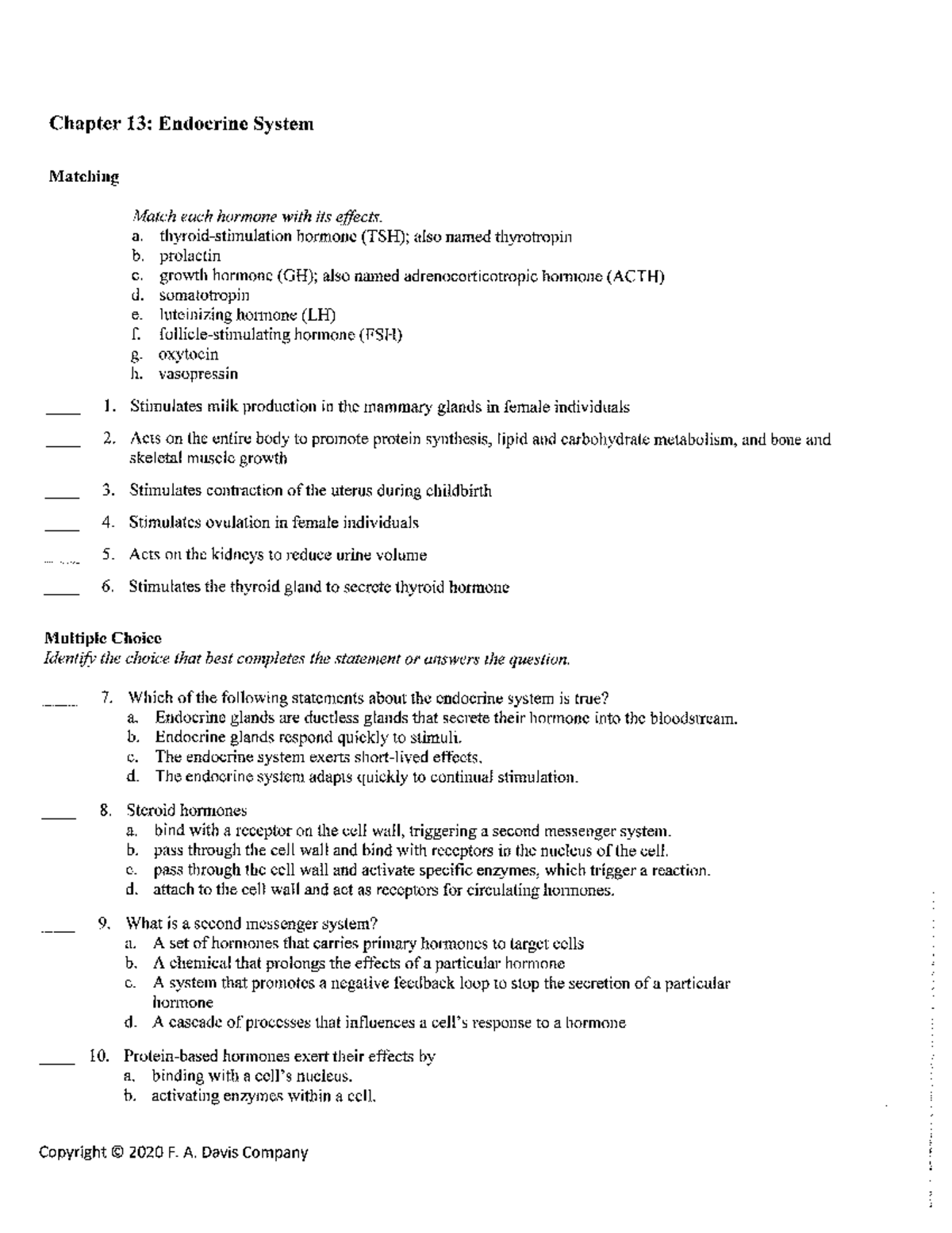 Ch. 13 Endocrine quiz - Quiz - LAW 2021 - Studocu