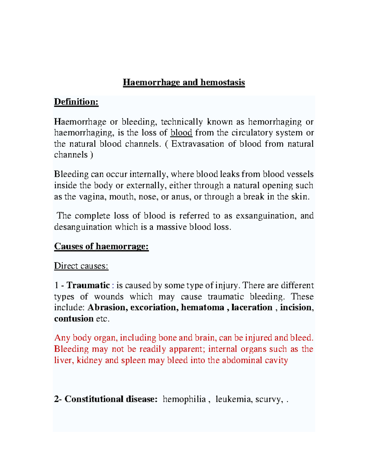 Haemorrhage lecture - surgery lec - Haemorrhage and hemostasis ...