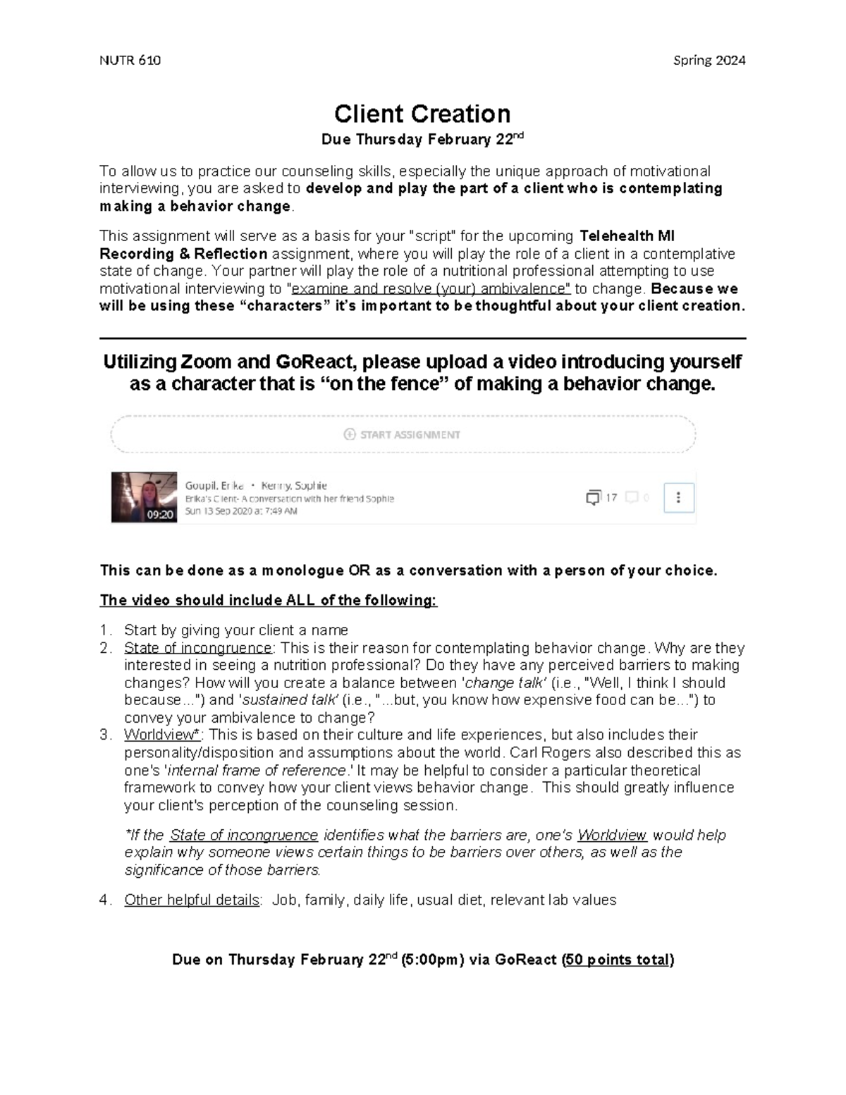 Client Creation- Instructions - NUTR 610 Spring 2024 Client Creation ...