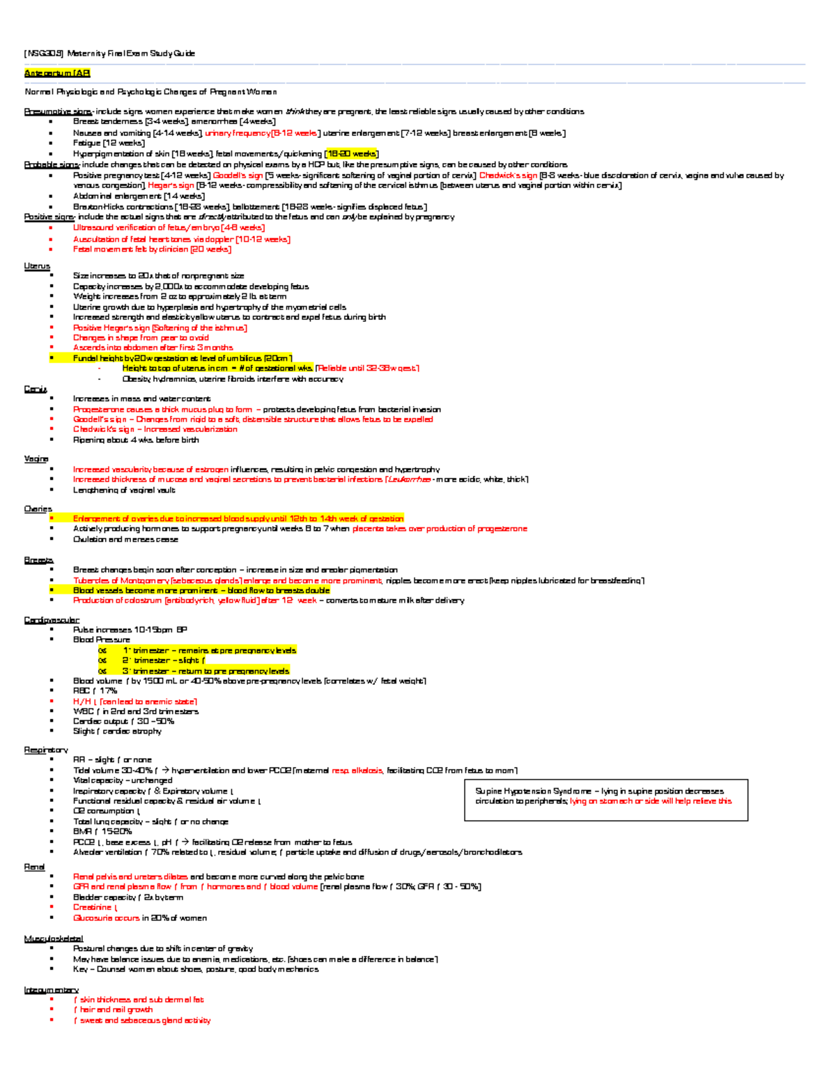 OB Study guide 2 - PDF - OB / Pediatrics - [NSG309] Maternity Final ...