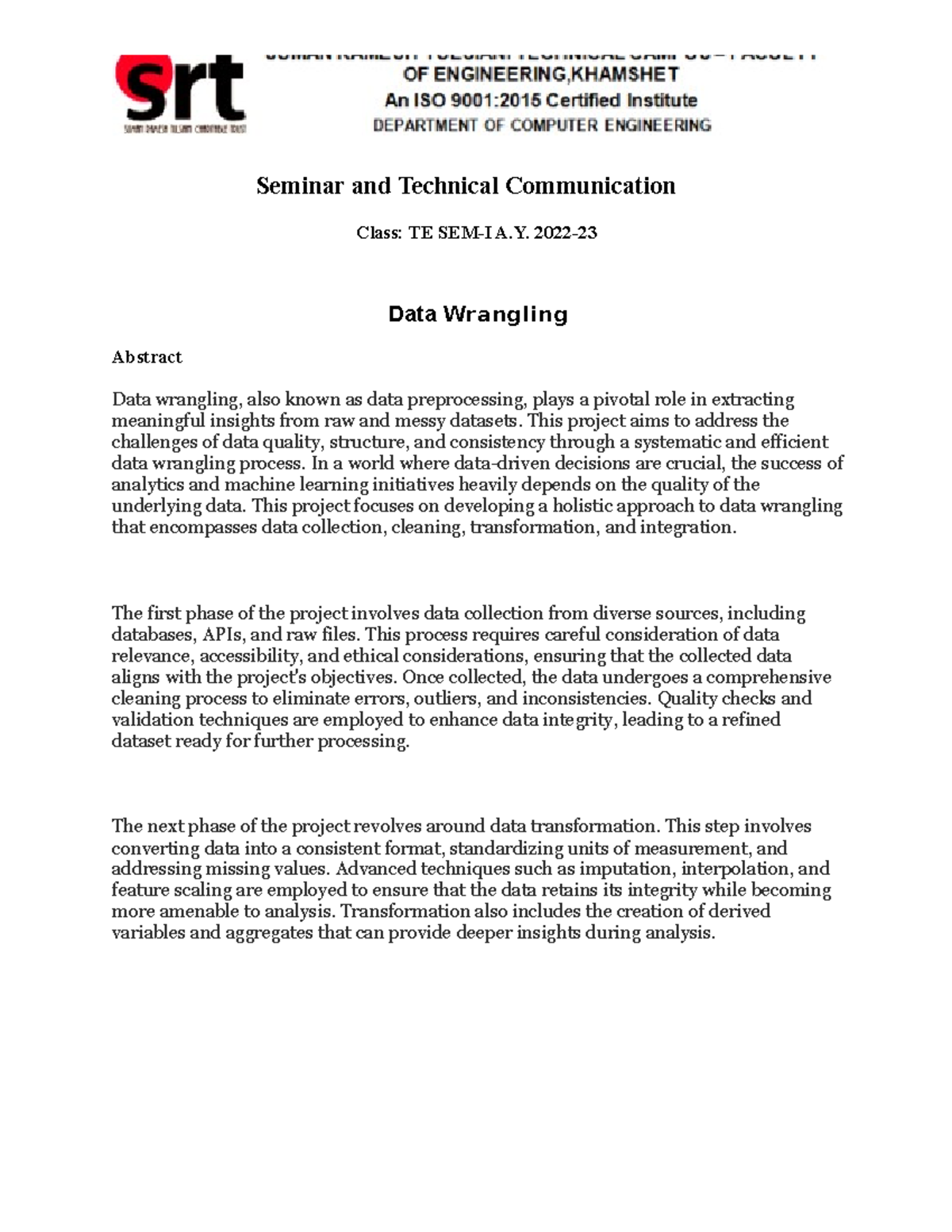 Abstract 211124 - thank - Computer Engineering - SPPU - Studocu