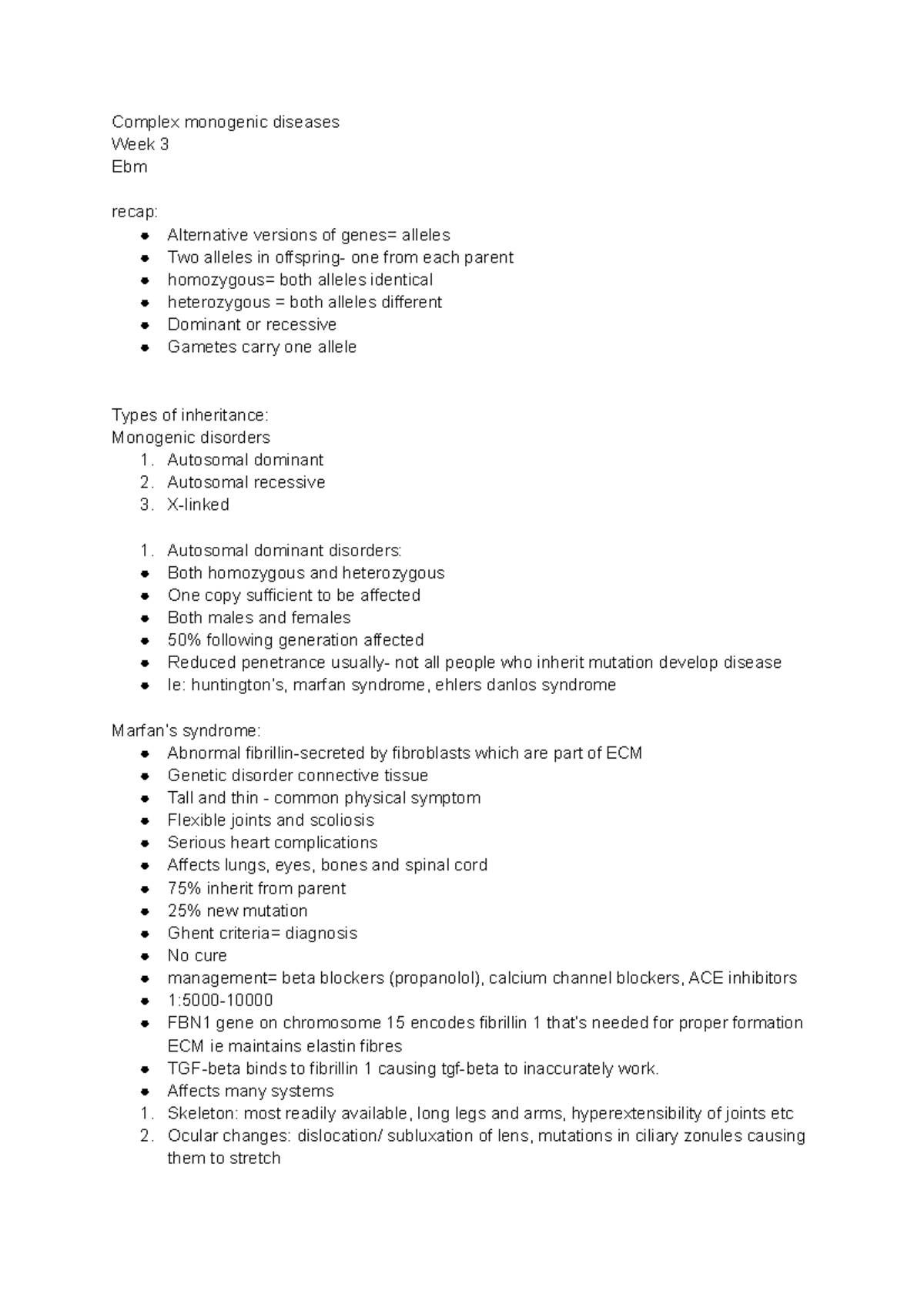 Complex monogenic diseases lecture notes - Complex monogenic diseases ...