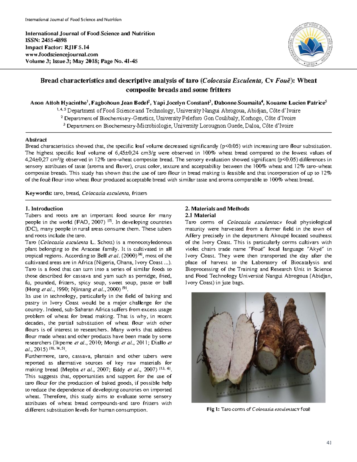Bread characteristics and descriptive an - International Journal of ...
