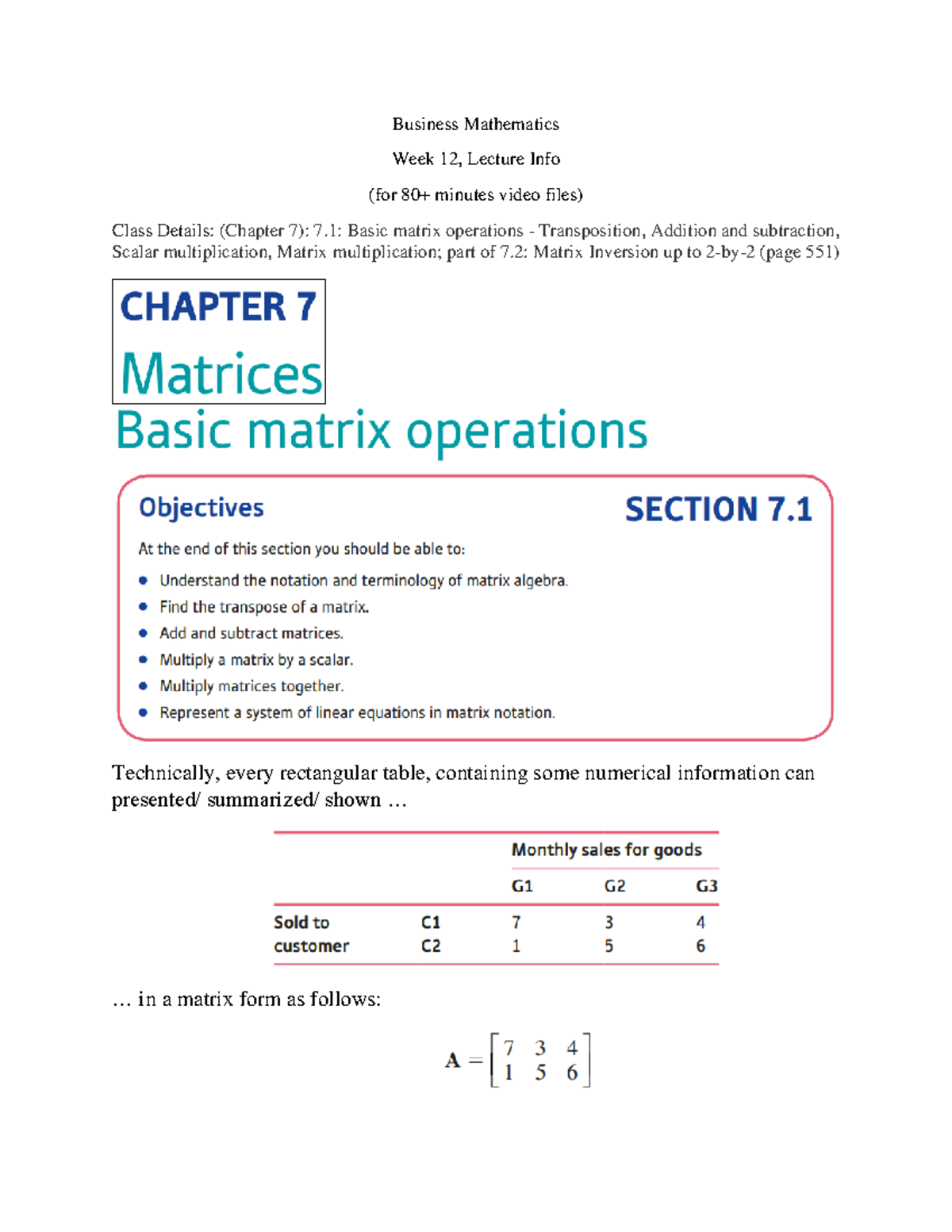 3 - Bus Math W 12 Ls - lecture - Business Mathematics Week 12, Lecture ...