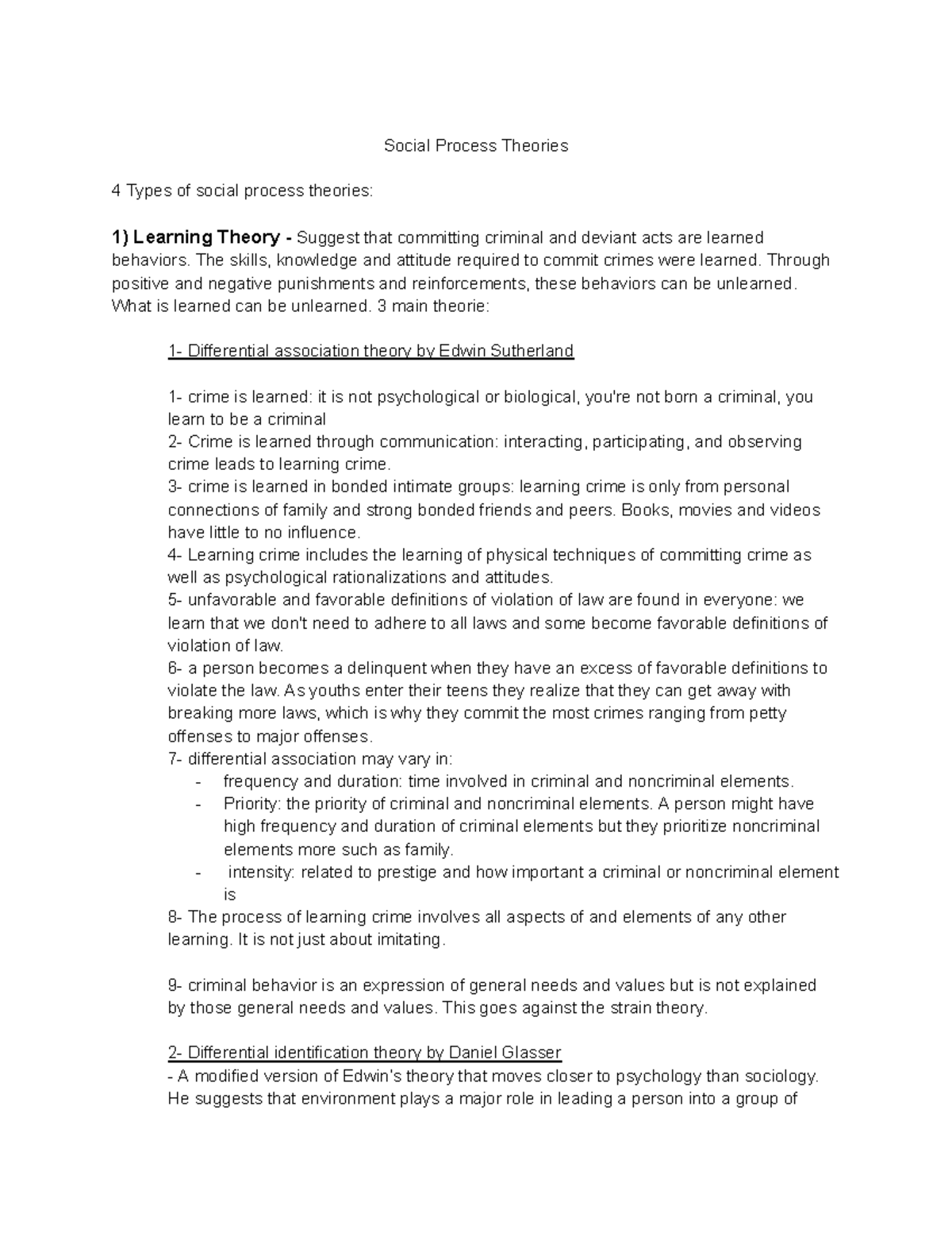 Chapter 5 - not complete but helpful? - Social Process Theories 4 Types ...