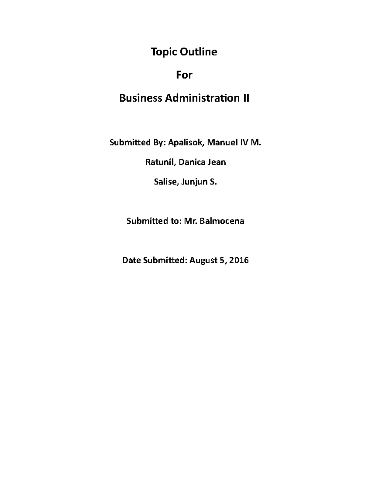 BA - by Biboy Apalisok - Topic Outline For Business Administration II ...