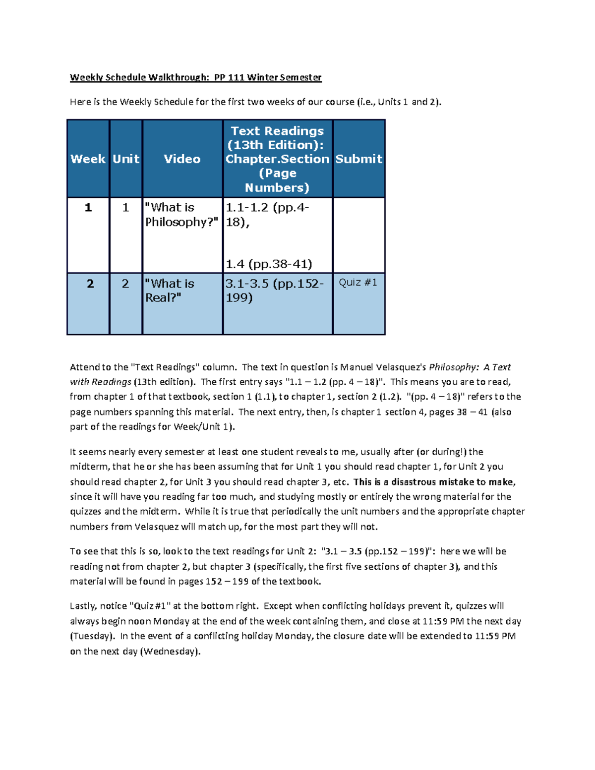 Weekly Schedule Walkthrough.updated to 13th edition.twelve week version ...