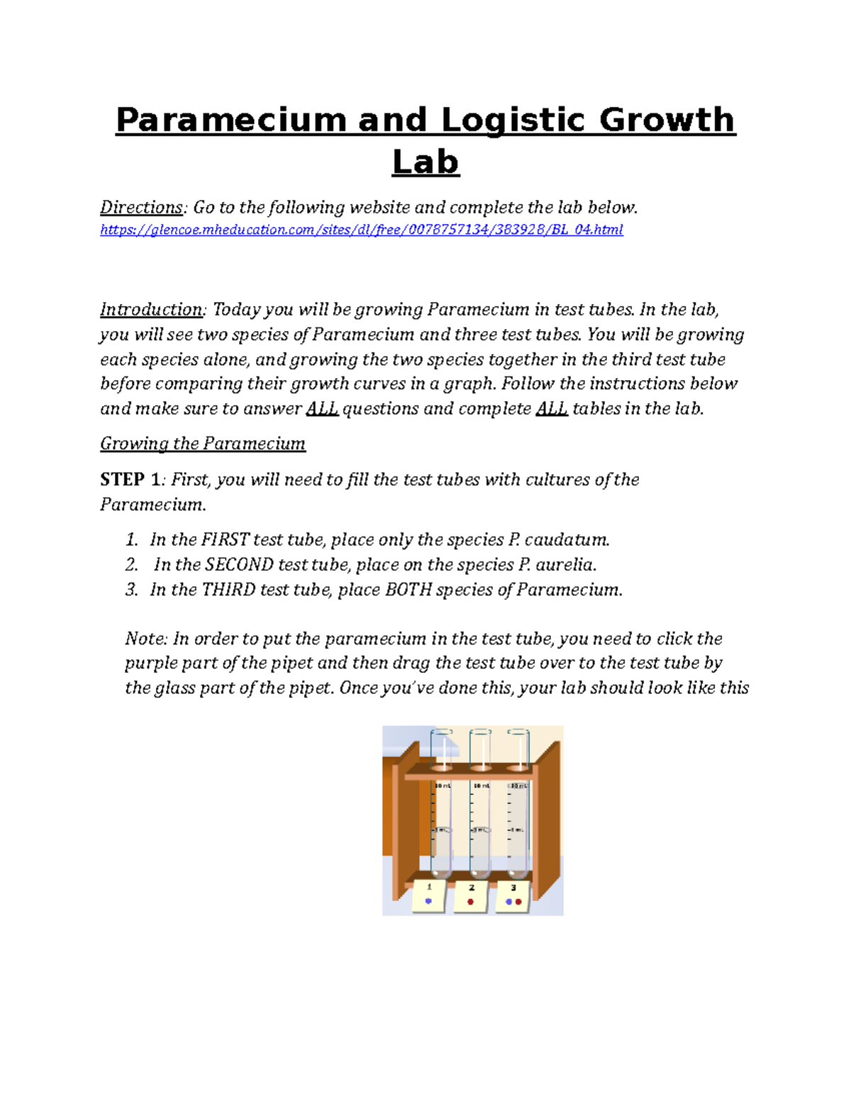 Paramecium and Logistic Growth Lab - Paramecium and Logistic Growth Lab ...