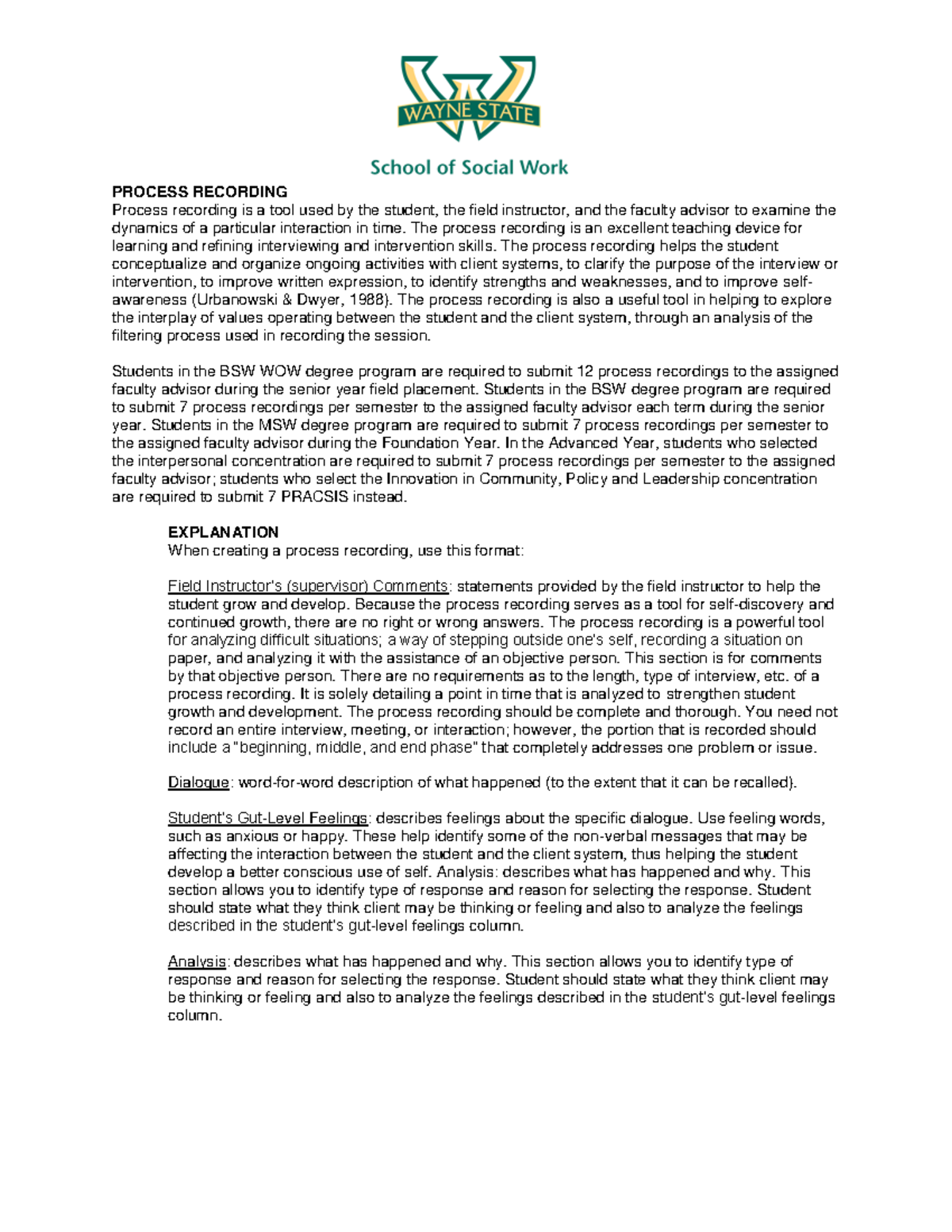 Process recording explanation example - PROCESS RECORDING Process ...
