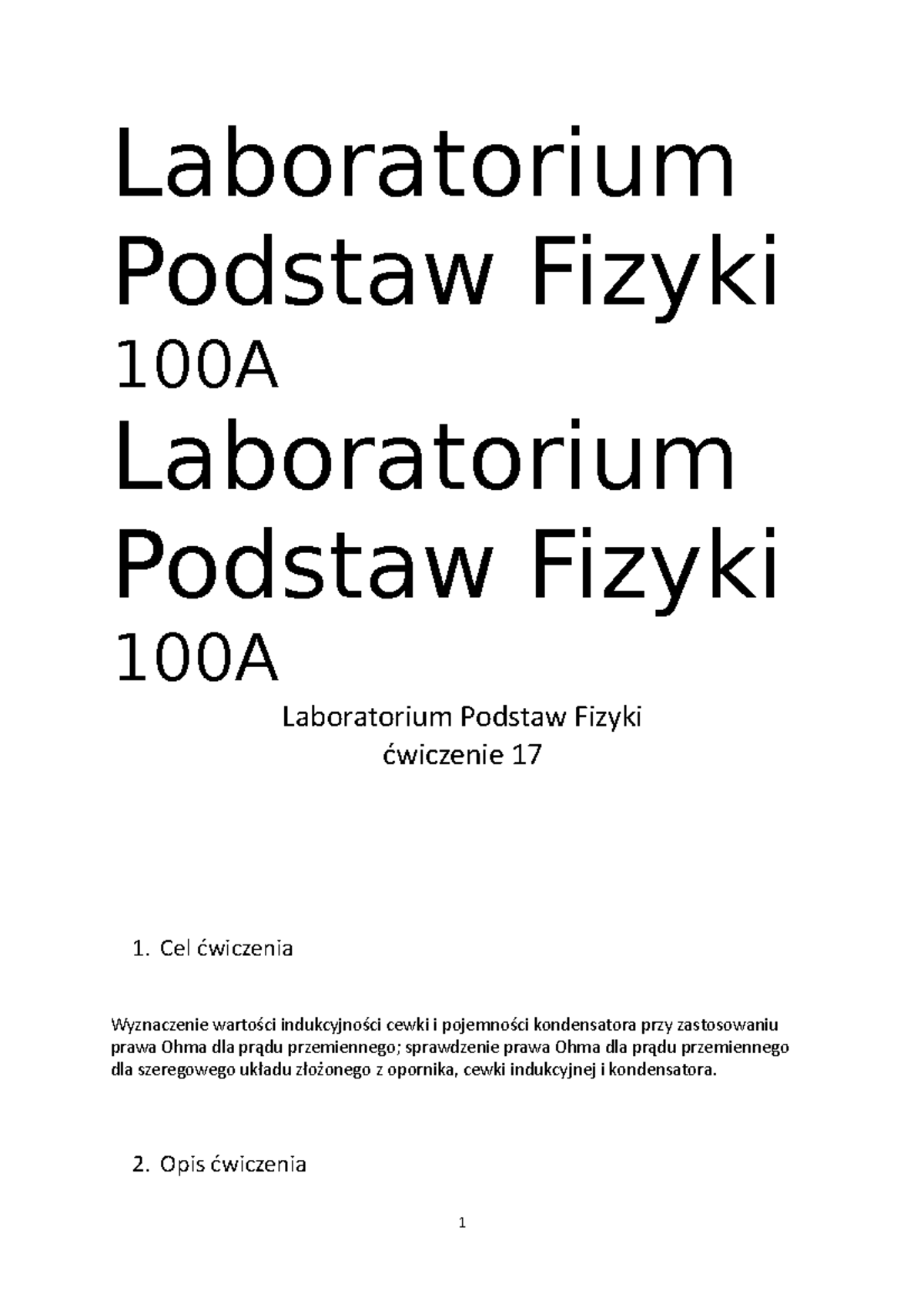 Sprawozdanie 53 - Laboratorium Podstaw Fizyki 100A Laboratorium Podstaw Fizyki 100A Laboratorium ...