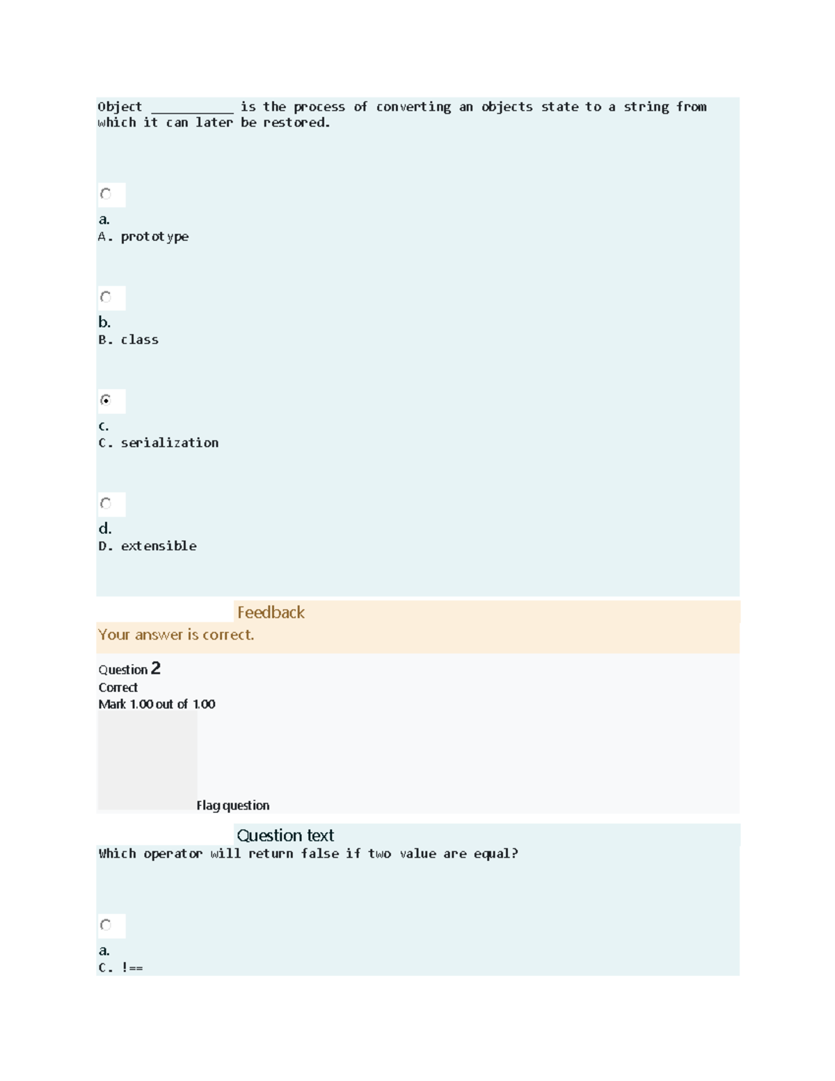 WEB Systems Technologies - Midterm Lab Exam - Object ___________ is the process of converting an ...