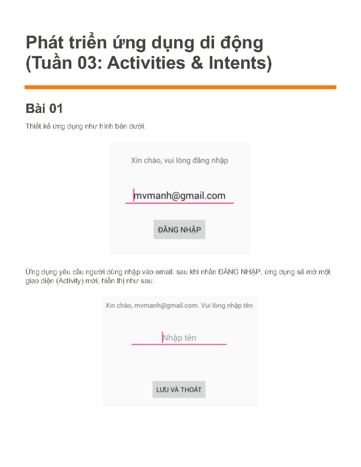 Lab03 updated - Android - Phát triển ứng dụng di động (Tuần 0 3 ...