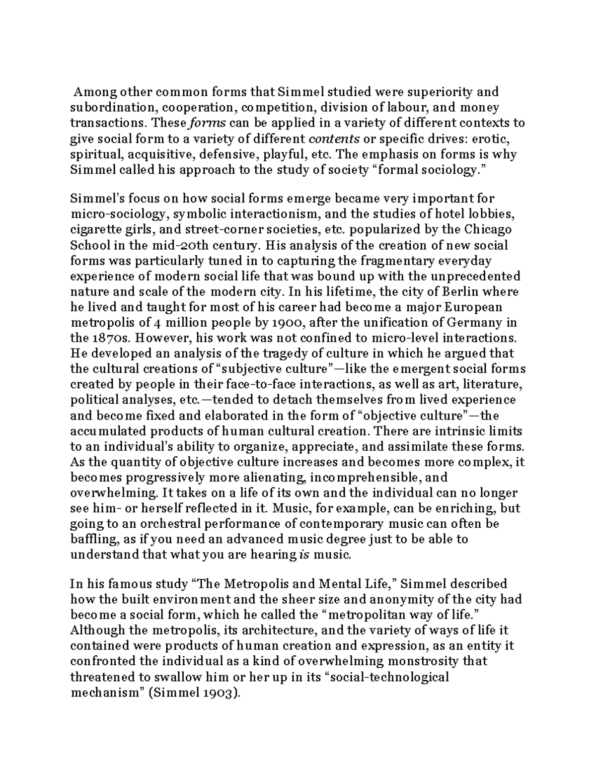 Sociology 2 (20) - young - Among other common forms that Simmel studied ...