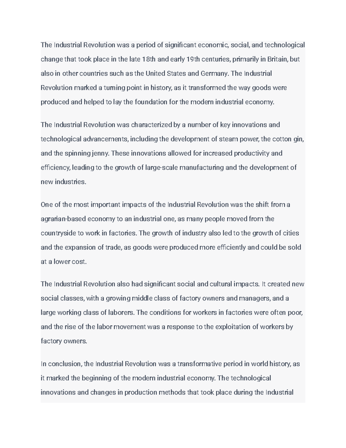 Industrial Revoultion - The Industrial Revolution marked a turning ...