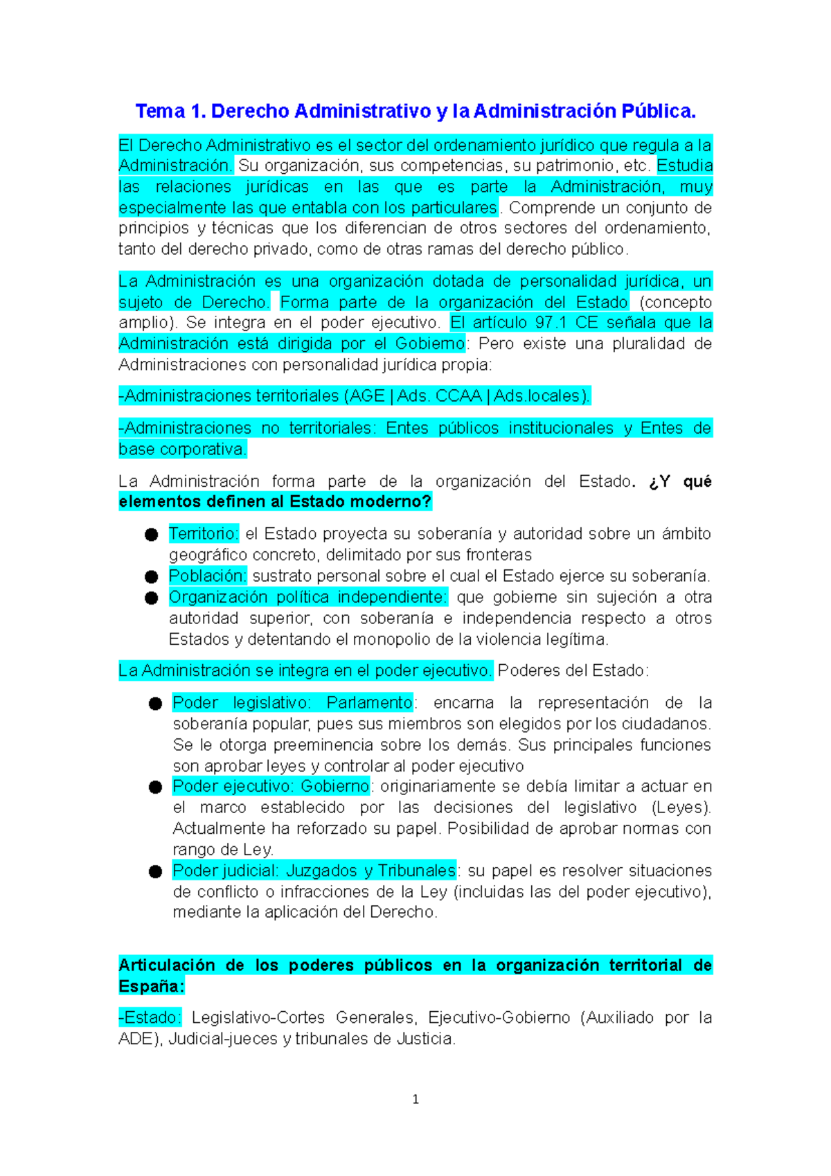 Tema 1. Derecho Administrativo I - Tema 1. Derecho Administrativo y la Administración Pública ...