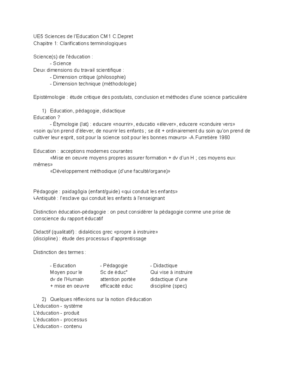 UE5 Sciences de l’Education CM1 - UE5 Sciences de l’Education CM1 C Chapitre 1: Clarifications ...