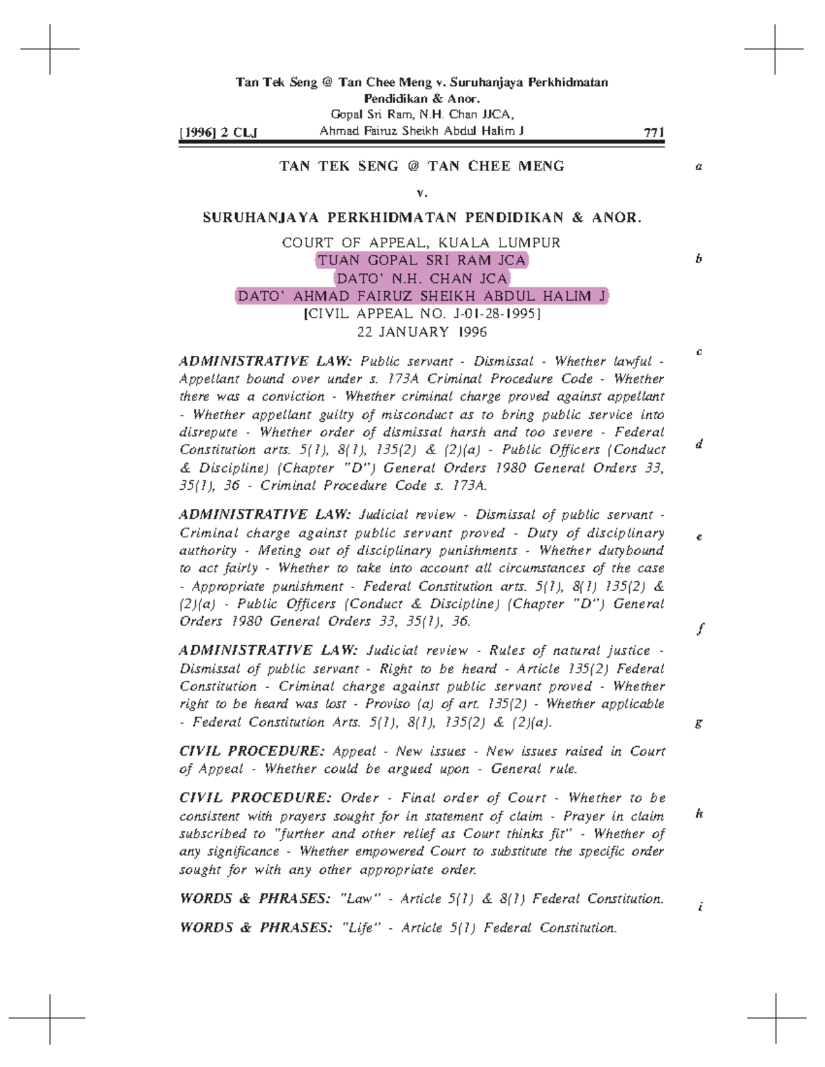 TUTO W4 TAN TEK SENG @ TAN CHEE MENG - a b c d e f g h i [1996] 2 CLJ ...