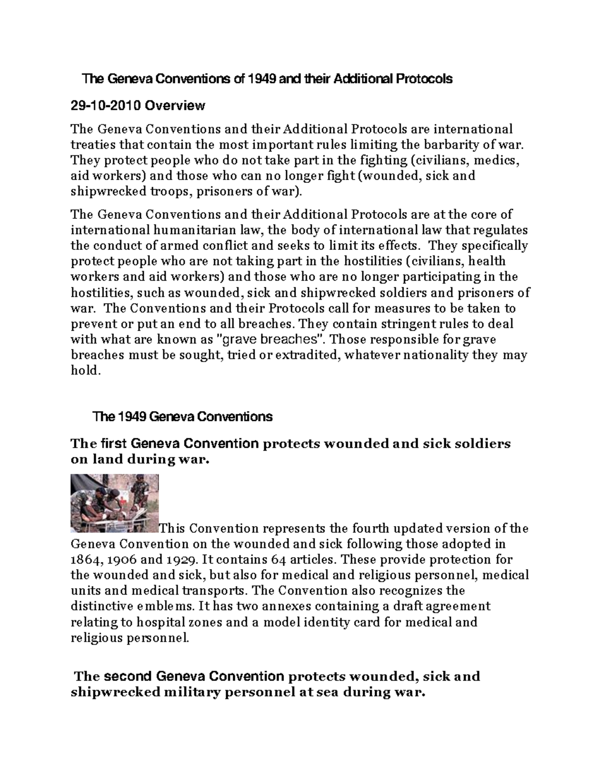 Geneva conventions 1 - The Geneva Conventions of 1949 and their ...
