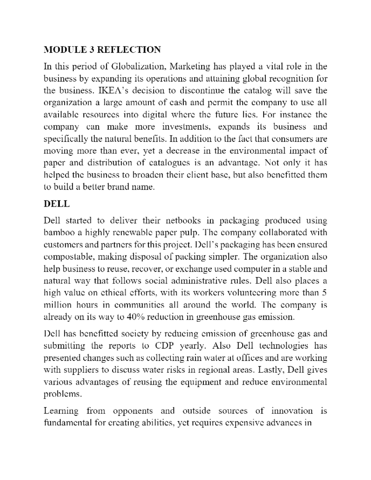 Module 3 Reflection 1 - BUSN 333 - Studocu