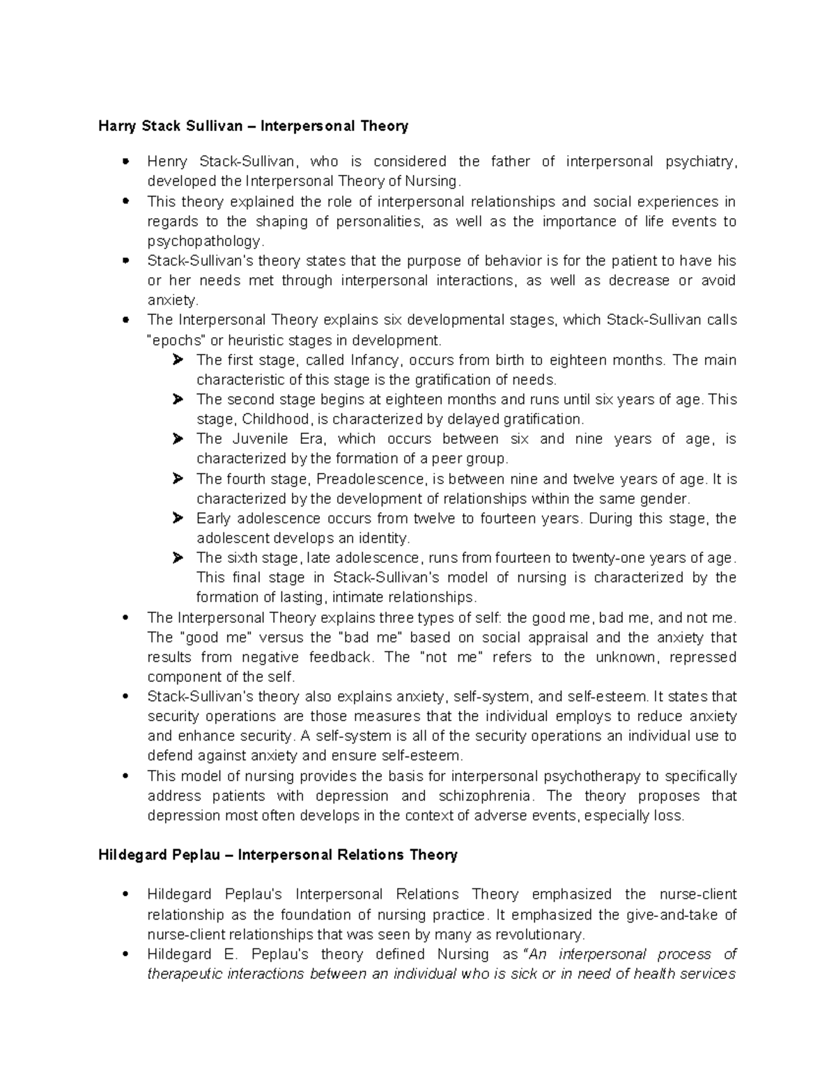 Topic Analysis - notes - Harry Stack Sullivan – Interpersonal Theory ...