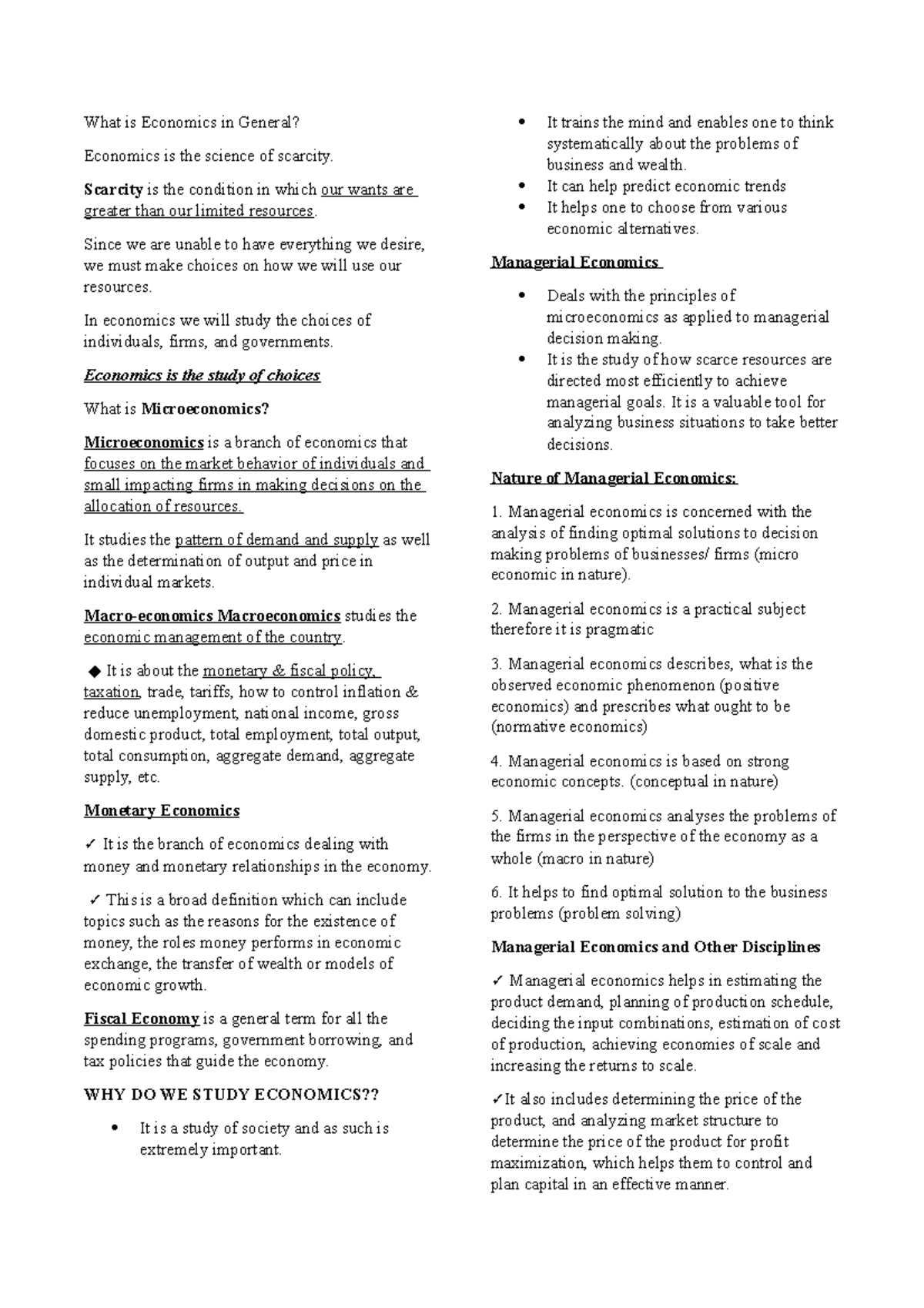 Econ - Scarcity - What is Economics in General? Economics is the ...