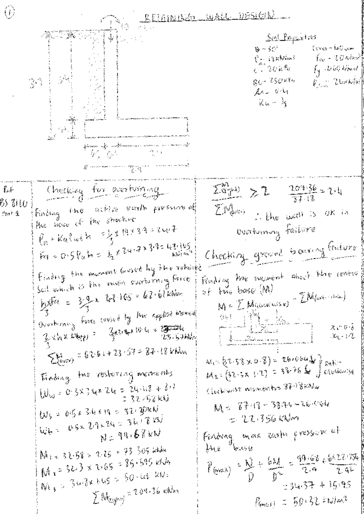 LR Retaining Wall Design (hand calc) - Bsc.Civil Engineering - Studocu