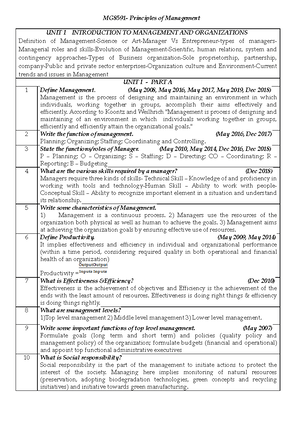 MG8591 Principles Of Management Question Bank - SYLLABUS (Regulation ...