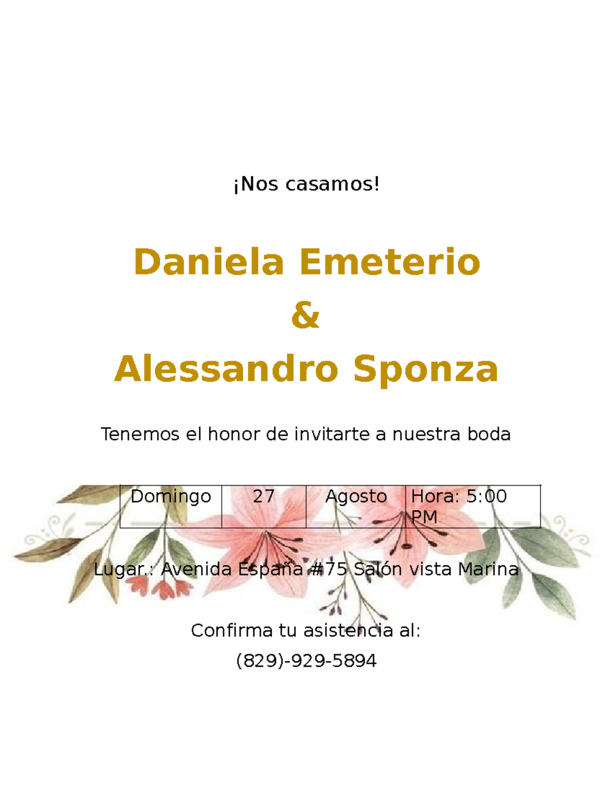 Invitacion - hgjfjhgjfhfg - Salud mental - ¡Nos casamos! Daniela ...