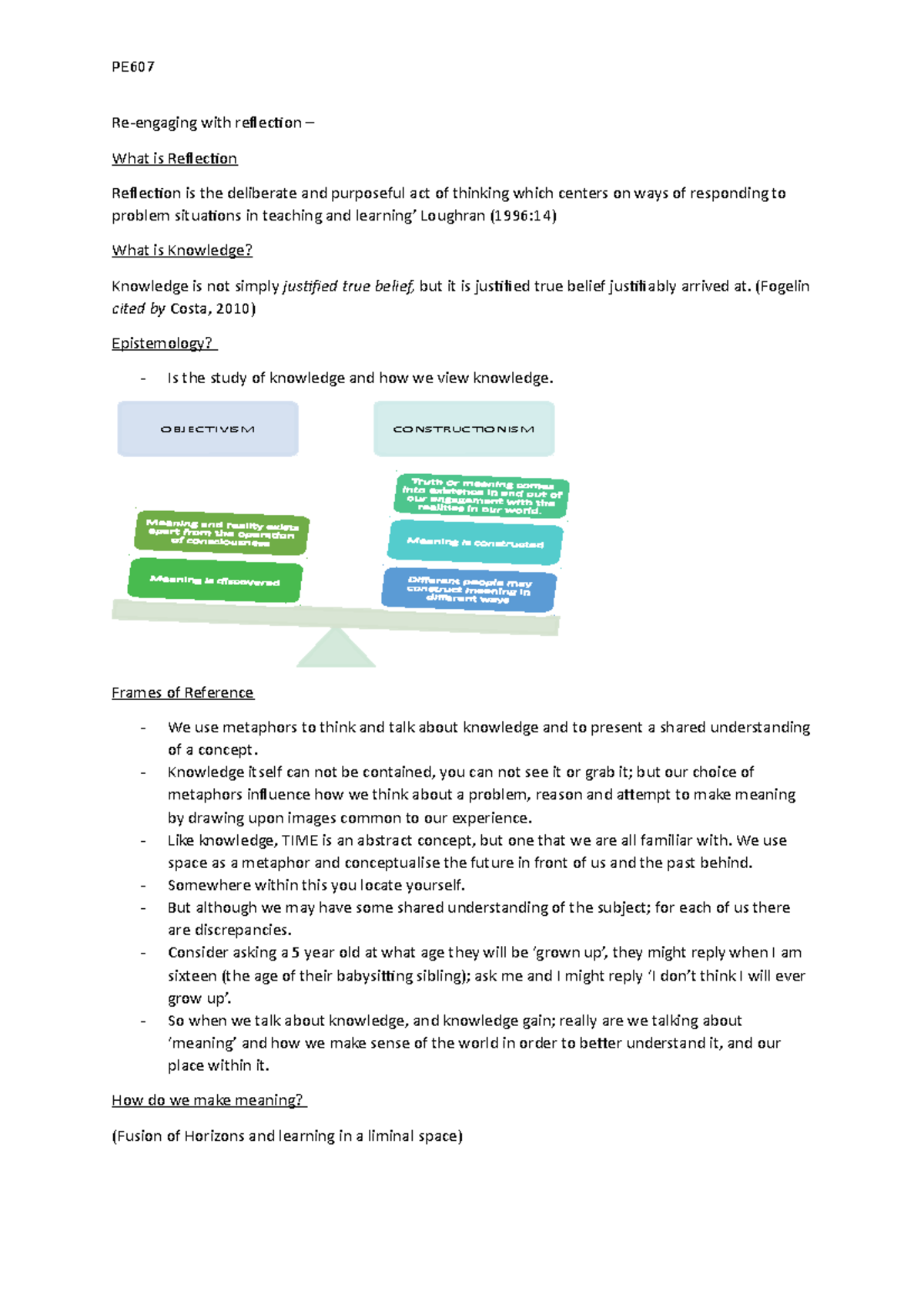 Reflection, Knowledge, Learning etc - Re-engaging with reflection ...