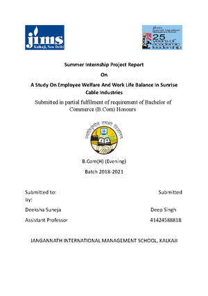 Internship Report sample 4 - INTERNSHIP REPORT A report submitted in ...