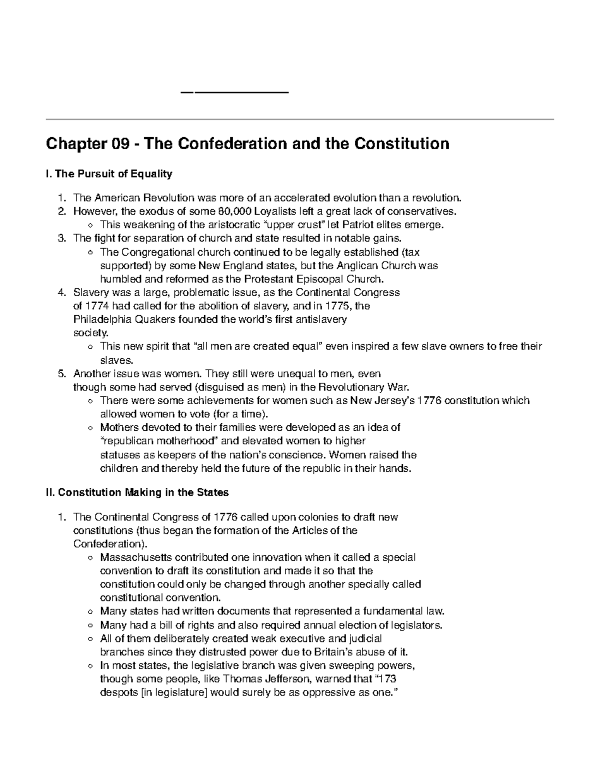 Chapter 09 - The Confederation and the Constitution - Chapter 09 - The ...