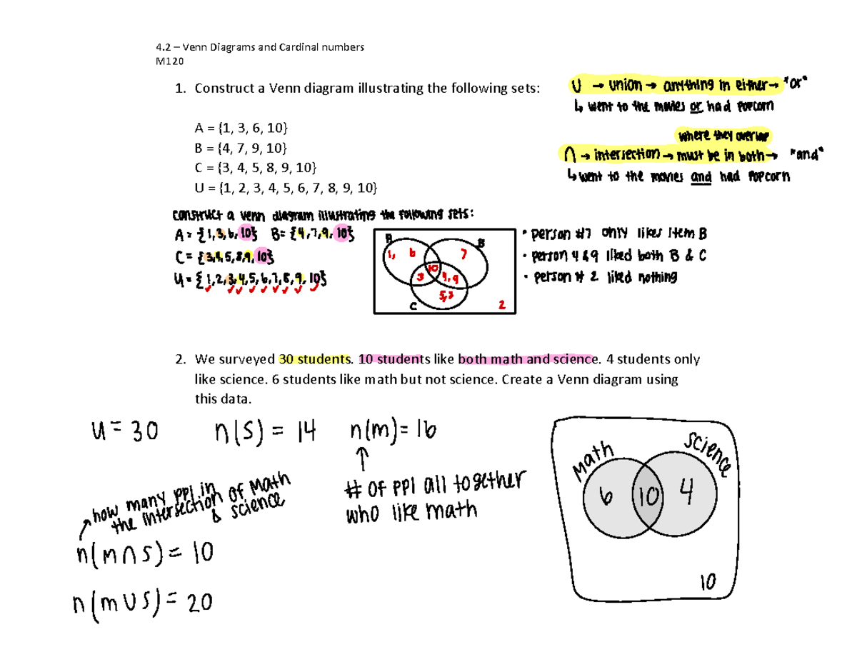 Cardinal Number In Venn Diagram Venn Diagram Cardinality Que