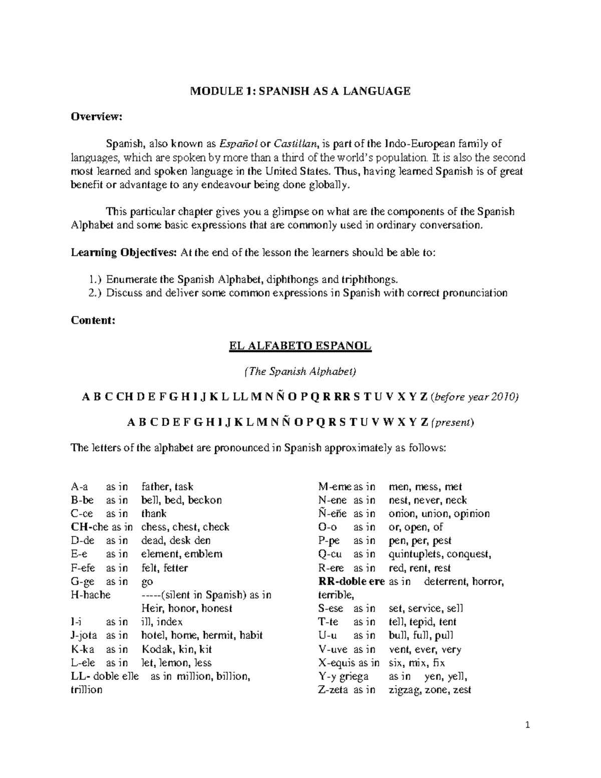 717991573 Foreign Language Module 1 1 1 - MODULE 1: SPANISH AS A ...