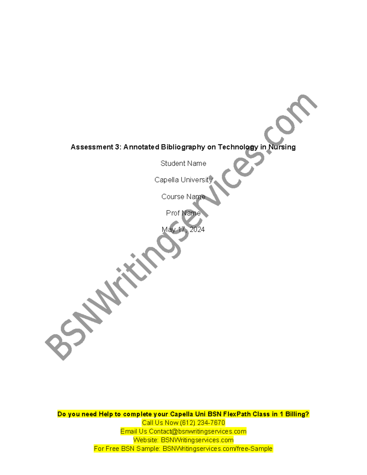 Nurs fpx 4040 assessment 3 annotated bibliography on technology in nursing - Assessment 3 ...