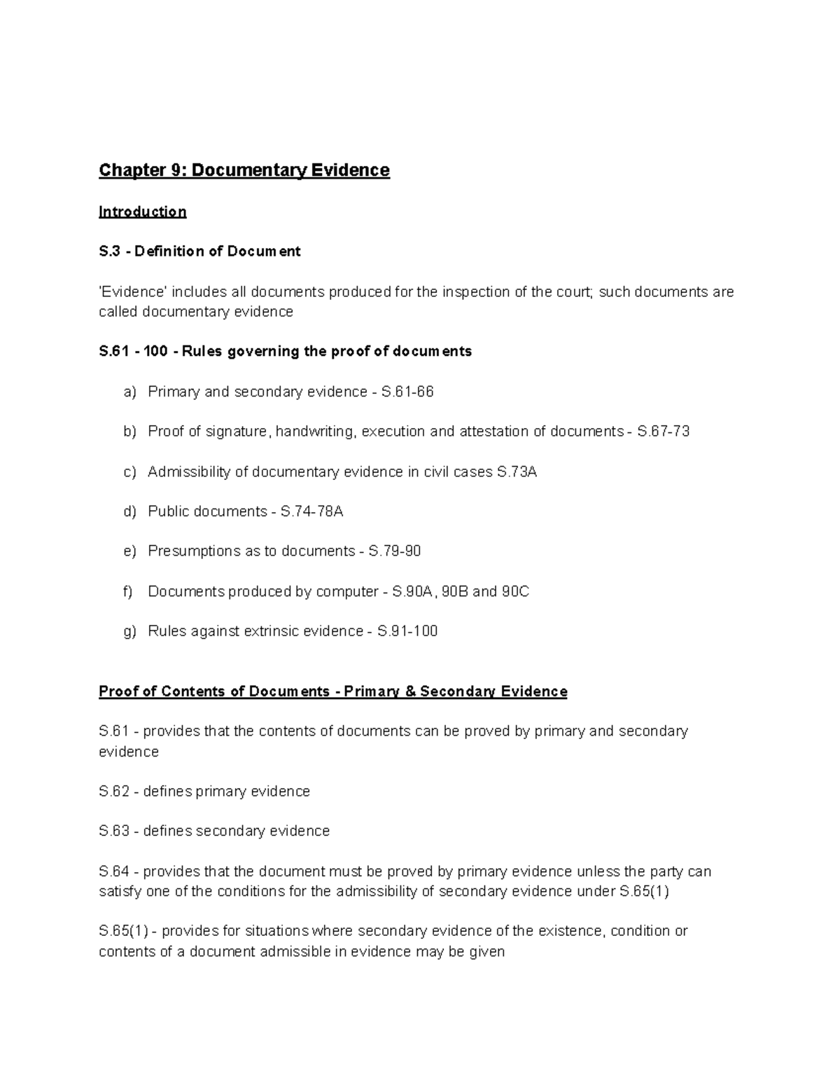 Introduction to Documentary Evidence - Chapter 9: Documentary Evidence ...