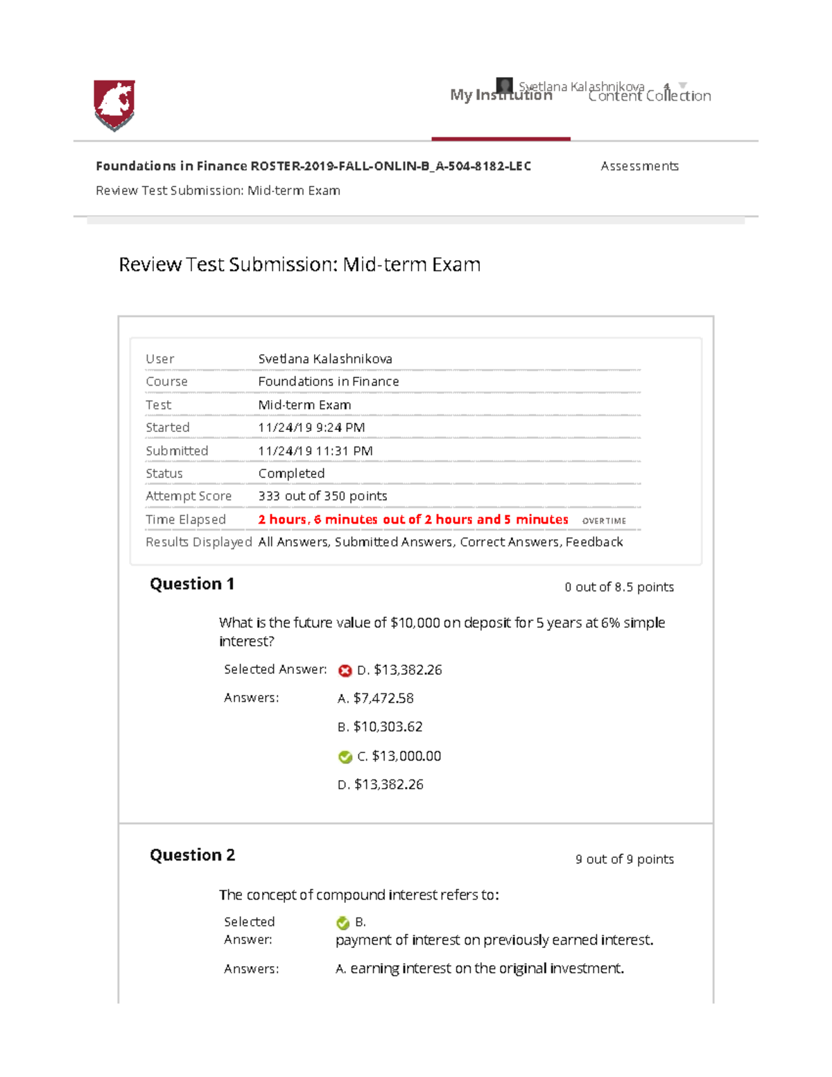 Midterm EXAM - Review Test Submission: Mid-term Exam Foundations in ...