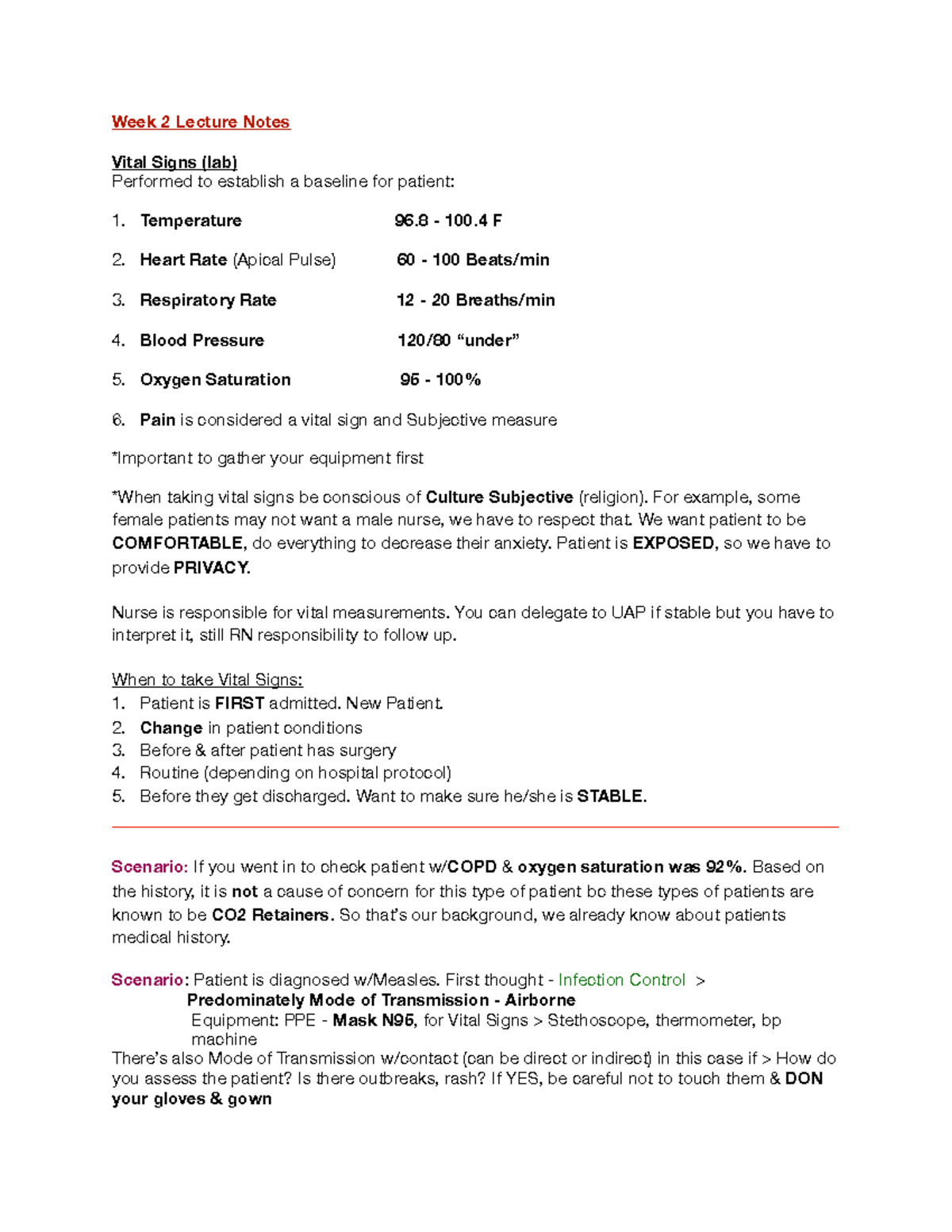 Week 2 Lecture Notes - FIRST WEEK OF THE PROGAM BMCC NUR. PROF. LINDSAY ...