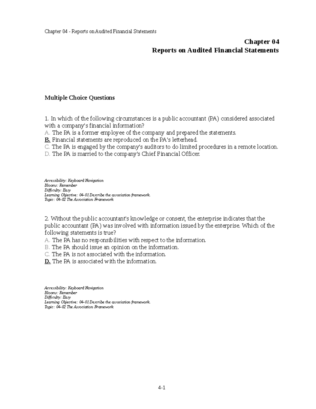 Chap004 - CH4 - Chapter 04 Reports on Audited Financial Statements ...