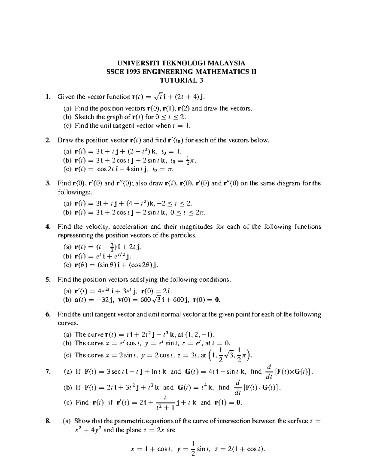 Tutorial 3 ENGINEERING MATHEMATICS 2021/2022 SSCE1993 - UNIVERSITI ...