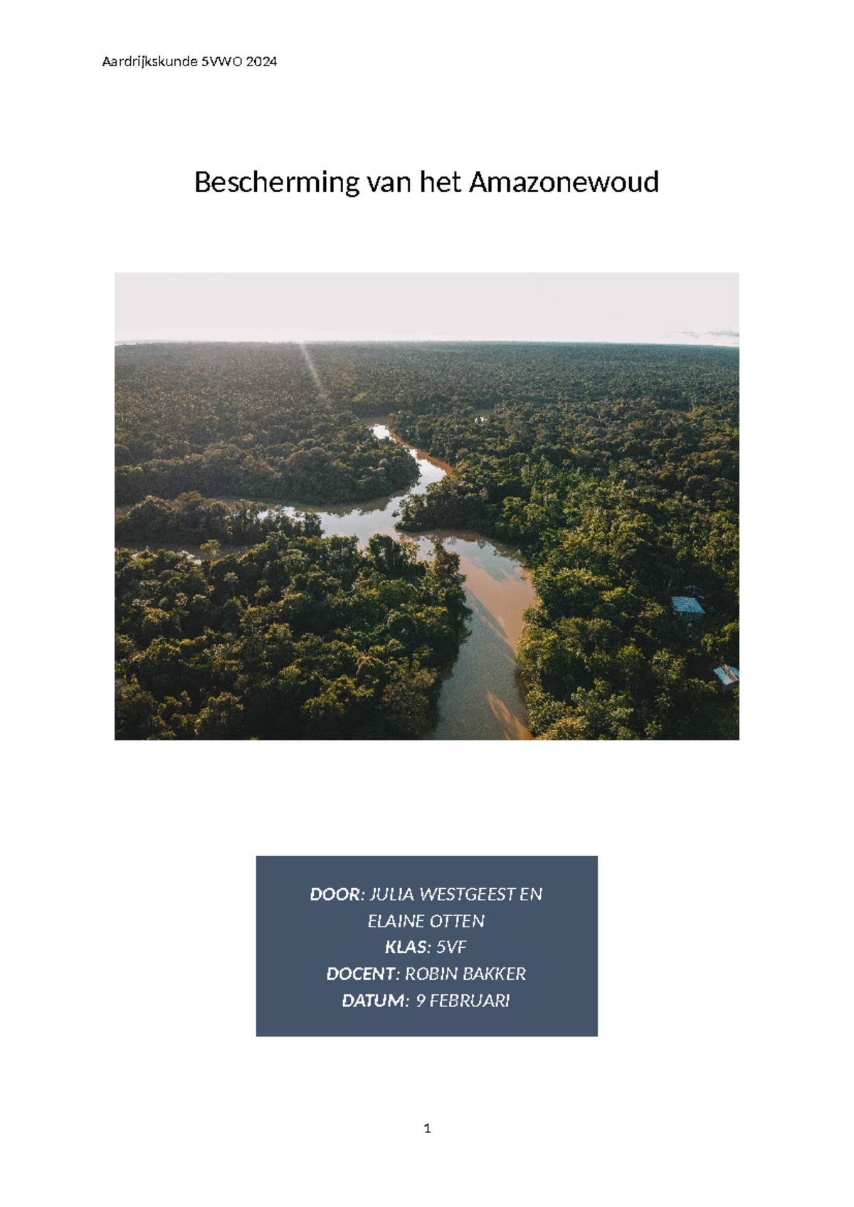 Werkstukje Amazonewoud - Bescherming van het Amazonewoud DOOR: JULIA ...