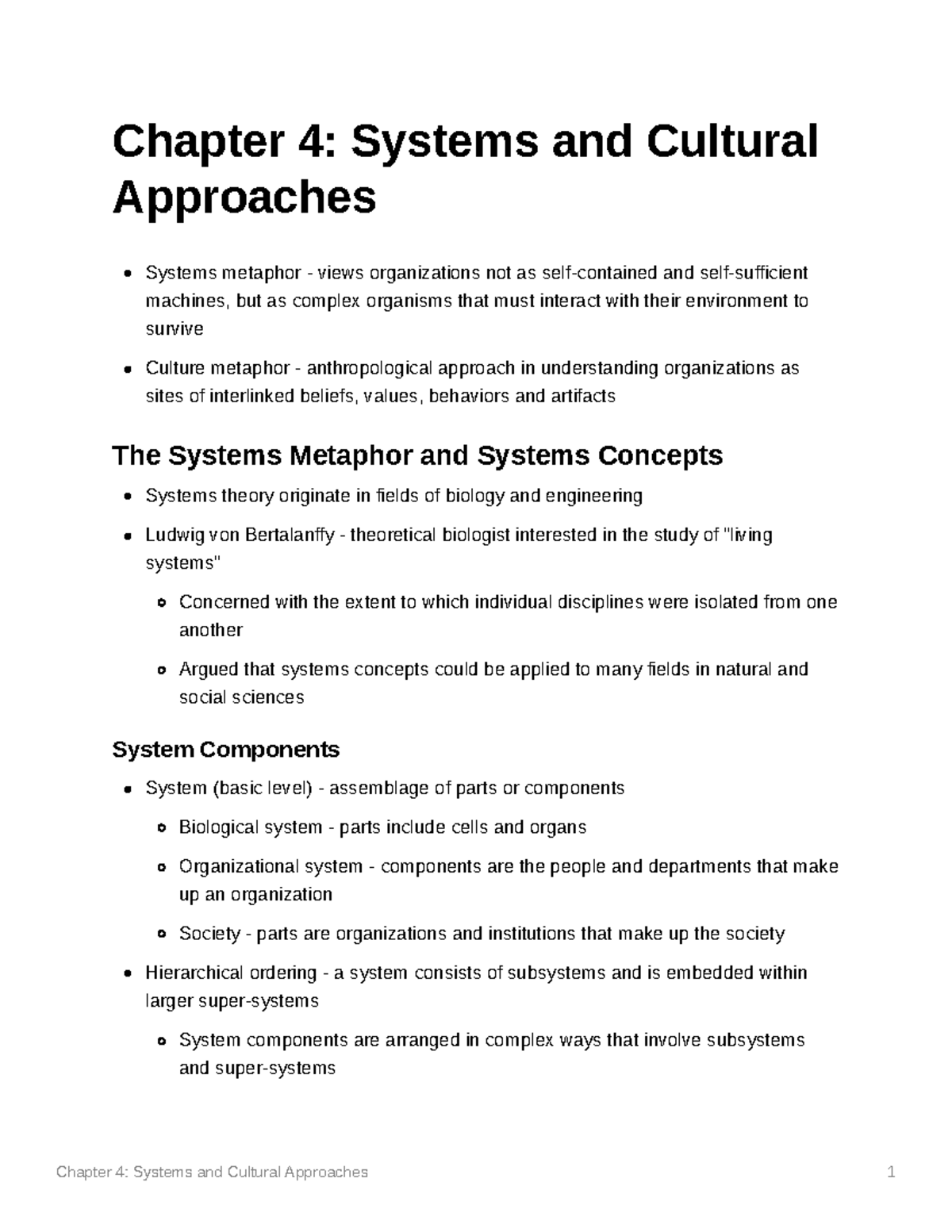 Chapter 4 Systems and Cultural Approaches - Chapter 4: Systems and ...