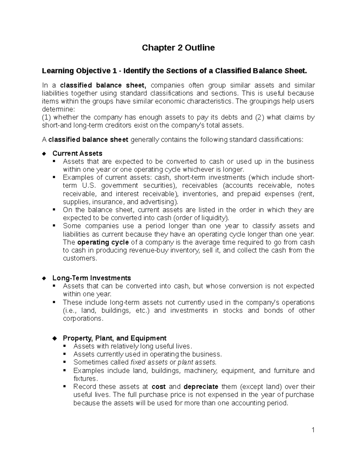 Sections of a Classified Balance Sheet - Studocu