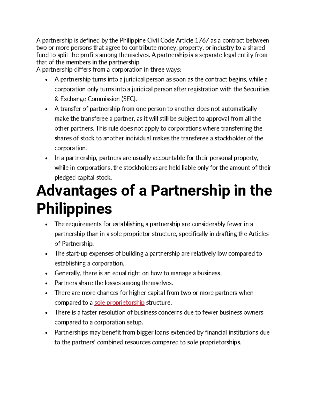 Partnership - Philippine Civil Code Article 1767 - A partnership is ...