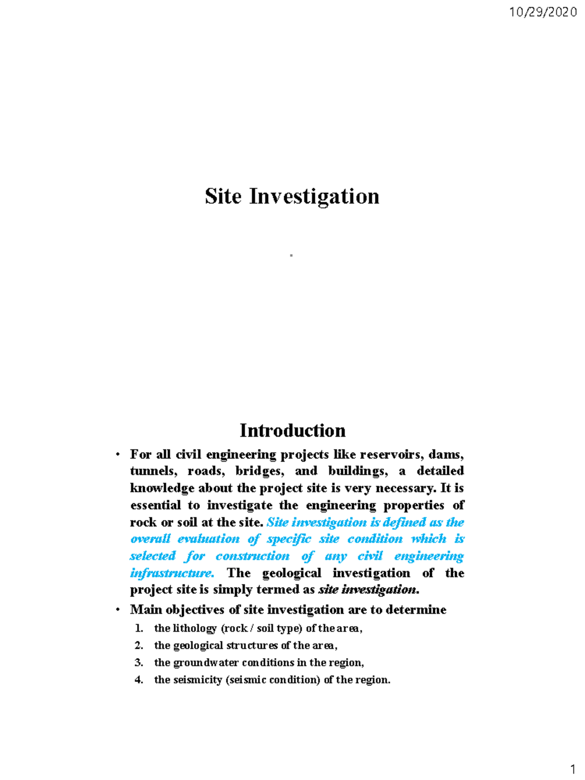 Chapter 4 Site investigation 3609 - Site Investigation . Introduction ...