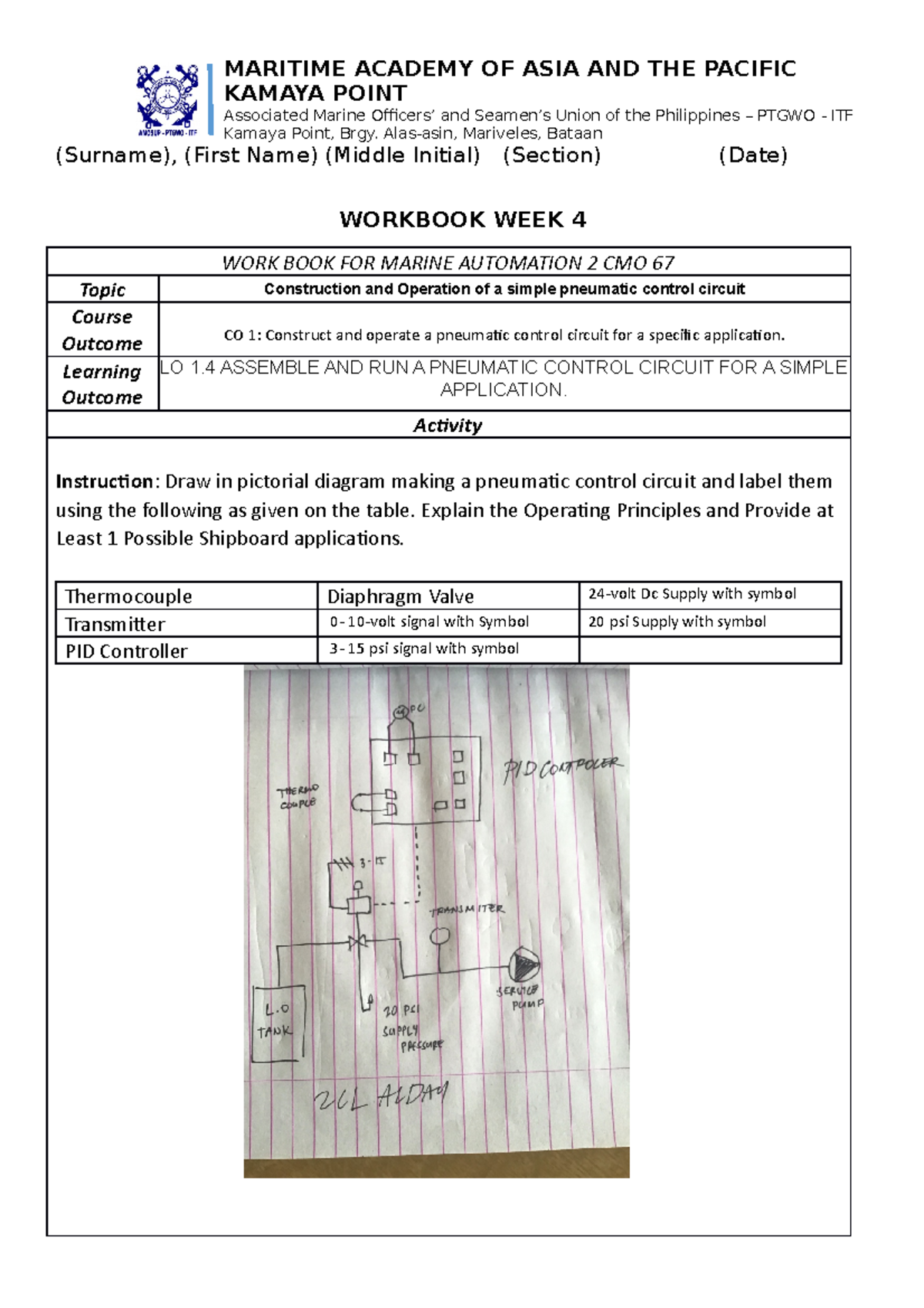 AUTO 2 CMO 67 Workbook Activity 4 copy - MARITIME ACADEMY OF ASIA AND THE PACIFIC KAMAYA POINT ...