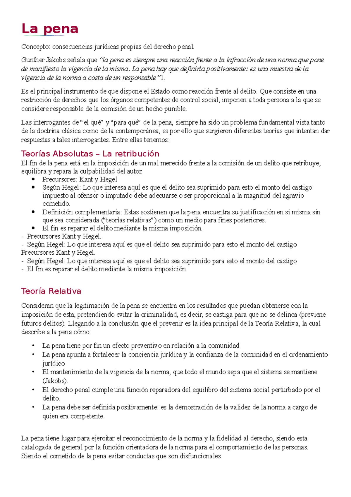 Definición de pena 1 - QUE TE SIRVA - La pena Concepto: consecuencias ...