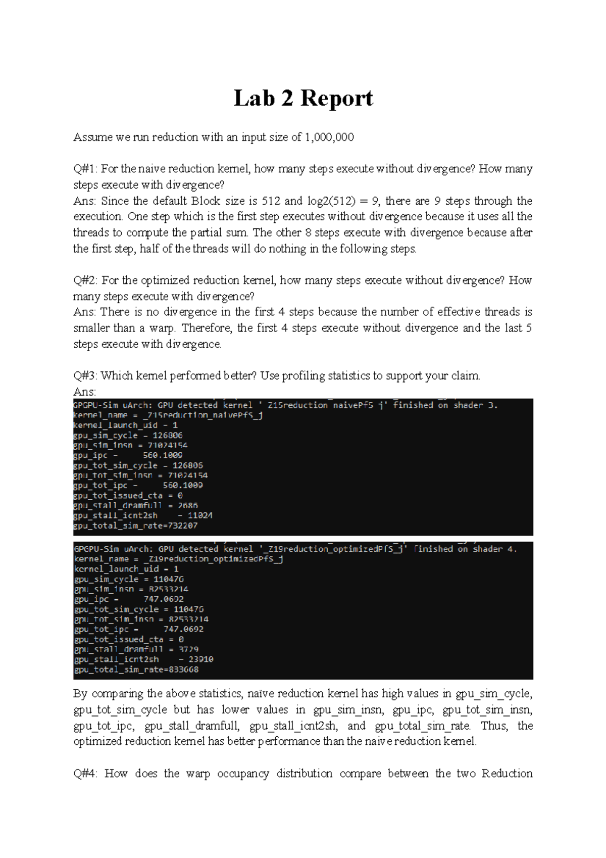 Lab2 - Daniel Wong - Lab 2 Report Assume we run reduction with an input ...