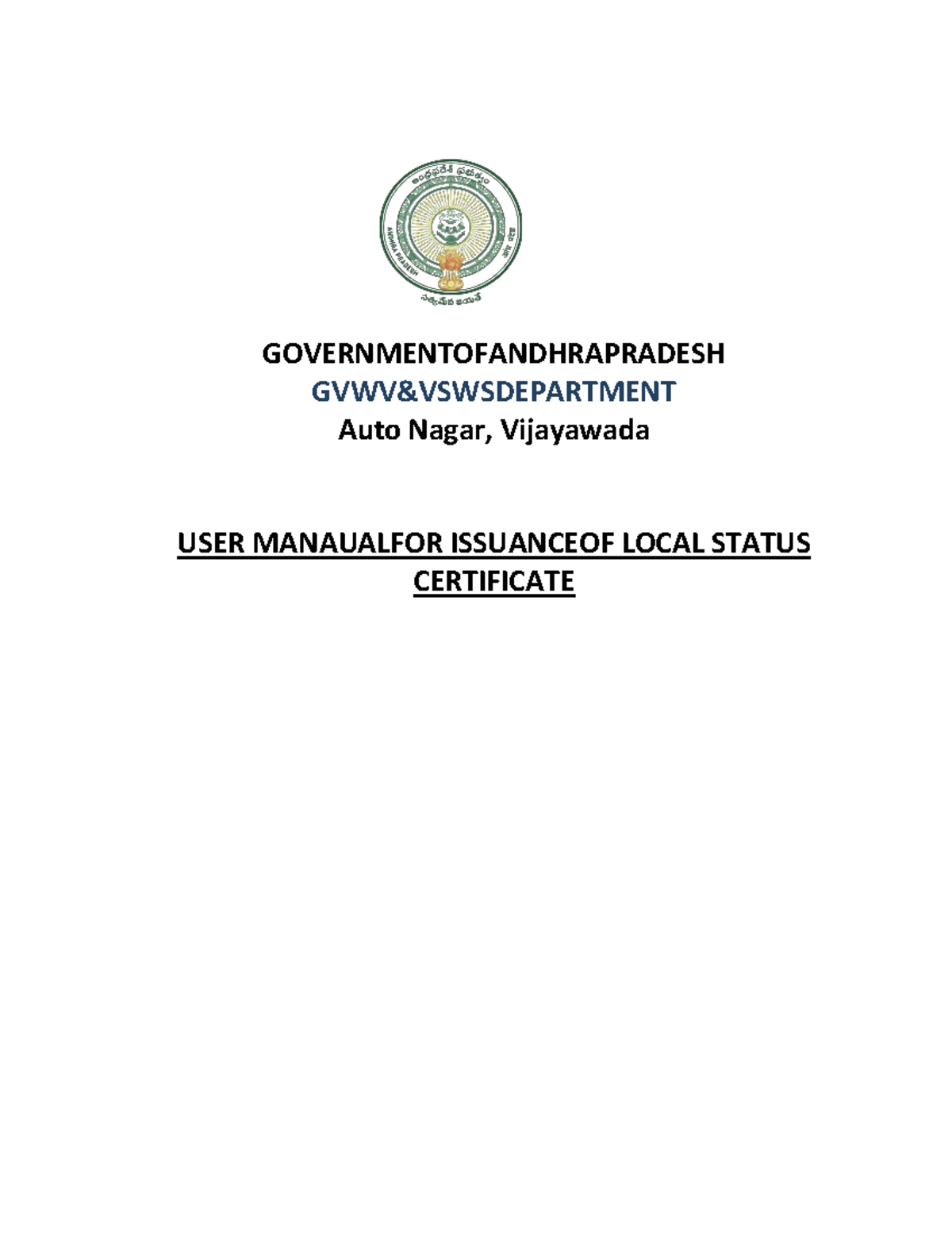 Local Status Certitifcate - GOVERNMENTOFANDHRAPRADESH GVWV ...
