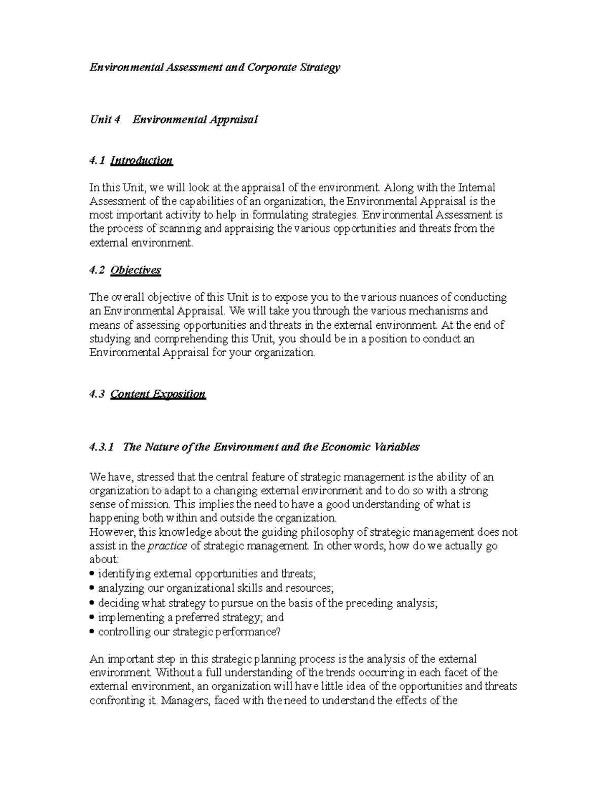 Environmental Assessment and Corporate Strategy - Along with the ...